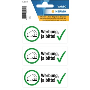 HERMA 15457 - Hinweisetiketten, "Bitte Werbung einwerfen", 3 Stück