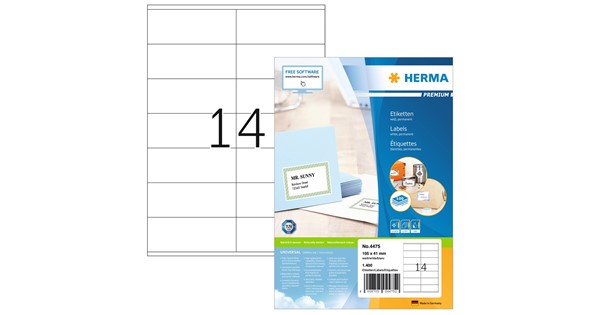 HERMA 4475 - Universal-Etiketten, weiß, 105 x 41 mm, 100 Blatt