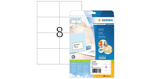 HERMA 8645 - Universal-Etiketten, weiß, 105 x 74 mm, 10 Blatt