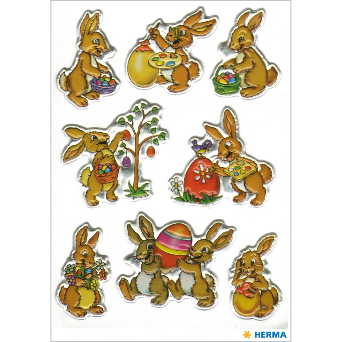 HERMA 6433 - Oster-Sticker, Hasen, geprägt