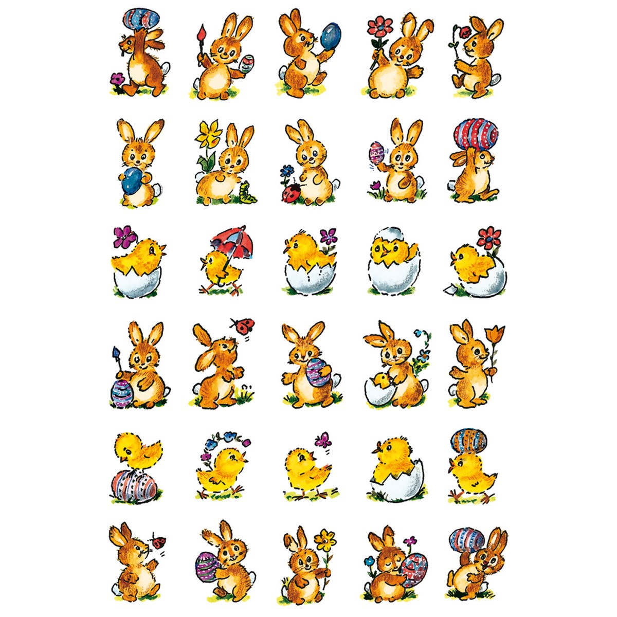 HERMA 3687 - Oster-Sticker, Kleine Hasen + Küken